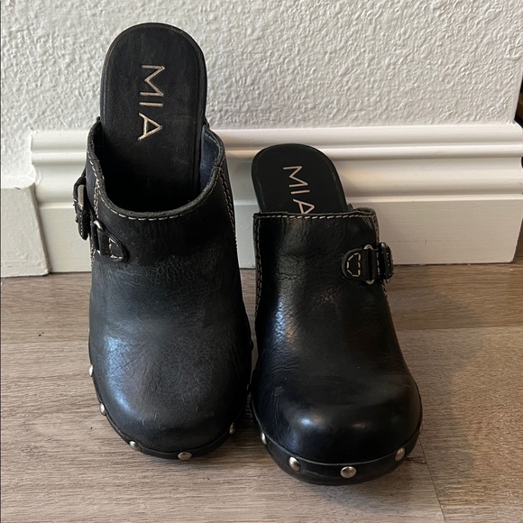 MIA | Shoes | Vintage Mia Black Studded Leather Clogs | Poshmark